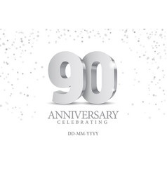 Silver glitter alphabet numbers 6 with shadow Vector Image