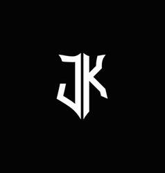 Jk logo monogram with gold colors and shield Vector Image
