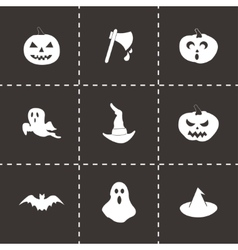 Witch halloween icons set on black Royalty Free Vector Image