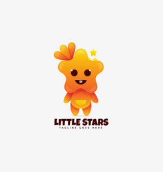 Cute yellow smiling little star isolated on white Vector Image