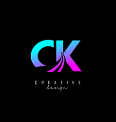 Purple pink ck c k letter logo design with ink Vector Image