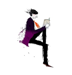 Women standing reading books Royalty Free Vector Image