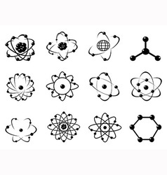 Cute cartoon molecule and atom icon set atomic Vector Image