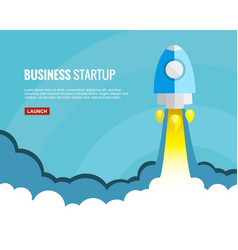 Business startup launching product with rocket Vector Image