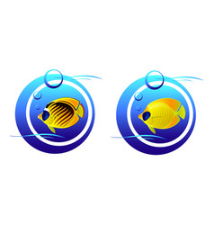 Set different color exotic fish cartoon Royalty Free Vector