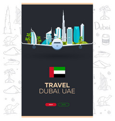 Uae travel to dubai hand draw doodle background Vector Image