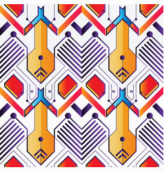 Modern geometric tiles asian pattern on red Vector Image