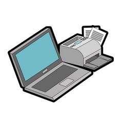 Computer desktop with printer Royalty Free Vector Image