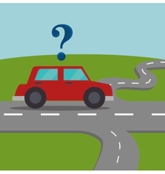 Road frame with small car Royalty Free Vector Image