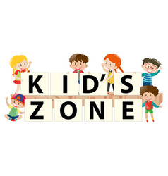 Kids holding wooden frame Royalty Free Vector Image