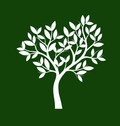 White tree icon on green background Royalty Free Vector