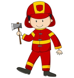Cute cartoon boy fireman Royalty Free Vector Image