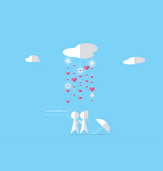 Kissing couple heart rain Royalty Free Vector Image