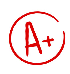 A plus red grade mark school test Royalty Free Vector Image