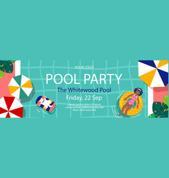 Pool party invitation template baner multiracial Vector Image