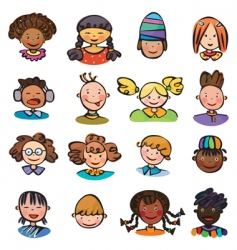 Colorful doodle faces set Royalty Free Vector Image