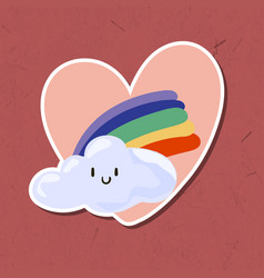 Clouds weather sticker with smiling face cute Vector Image