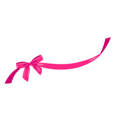 Pink satin bow ribbon with knot Royalty Free Vector Image