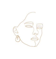 Continuous line drawing woman face with hand Vector Image