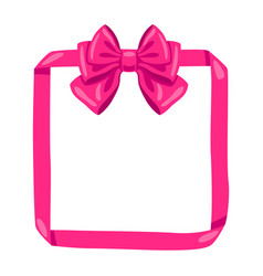 Pink satin bow ribbon with knot Royalty Free Vector Image