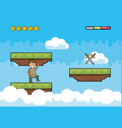 Pixel art game background Royalty Free Vector Image