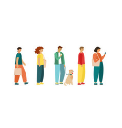 Full length cartoon people standing in line Vector Image