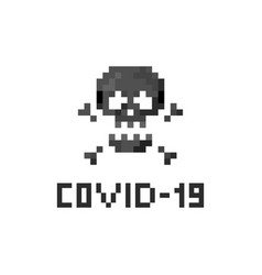 Pixel art glitch skull with crossbones - isolated Vector Image