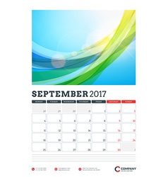 Calendar template with sunflower for september Vector Image