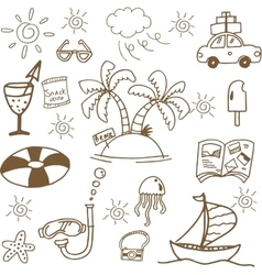 Summer tropical beach doodle set Royalty Free Vector Image
