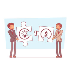 People help join solve bridge puzzle Royalty Free Vector