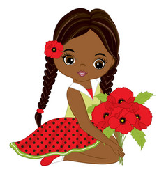 Cute little girl with sunflowers Royalty Free Vector Image