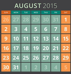 Desk calendar 2015 template week starts monday Vector Image