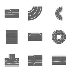 Roads icons set cartoon style Royalty Free Vector Image