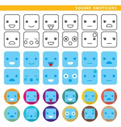 Smiley emoji square icon pack Royalty Free Vector Image