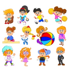 Happy children writing on blank book Royalty Free Vector