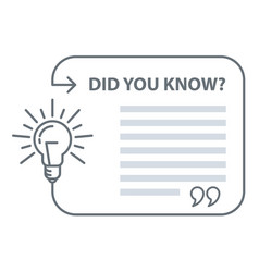 Did you know question inside rectangular speech Vector Image