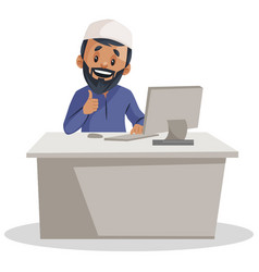 Indian muslim man cartoon Royalty Free Vector Image