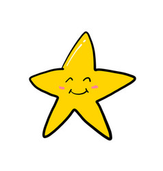 Object yellow star with a face Royalty Free Vector Image