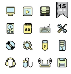 Computer hardware icons Royalty Free Vector Image