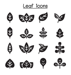 Set of black leaf icons Royalty Free Vector Image