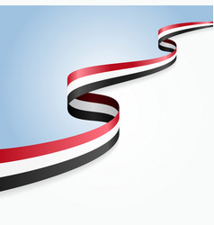 Yemeni flag stripe ribbon wavy background layout Vector Image