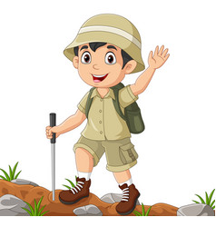 Cartoon little boy scout Royalty Free Vector Image