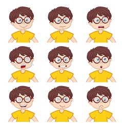 Different male chibi reaction faces Royalty Free Vector