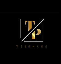 Tr golden letter logo with cutted and intersected Vector Image