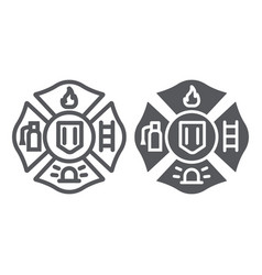 Set of fire department emblems and badges Vector Image