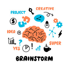 Doodle brain storm Royalty Free Vector Image - VectorStock