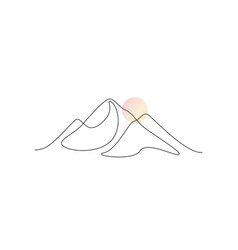 One continuous line drawing of mountain range Vector Image