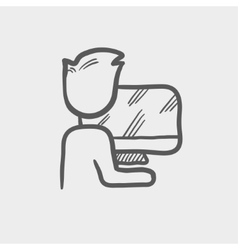 Cartoon sad or depressed man sitting alone Vector Image