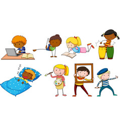Kids engaging in different activities Royalty Free Vector
