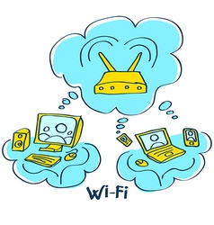 Cartoon smiling desktop computer Royalty Free Vector Image